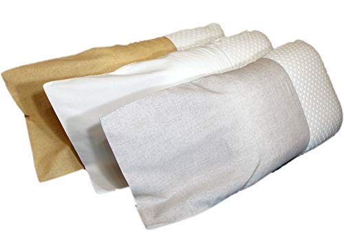 ProComf Travel and Camping Mate/Baby/Kid's/Teen's/Adult's Pillow Case- Pack of 3 (Cream, Ivory, Blue)