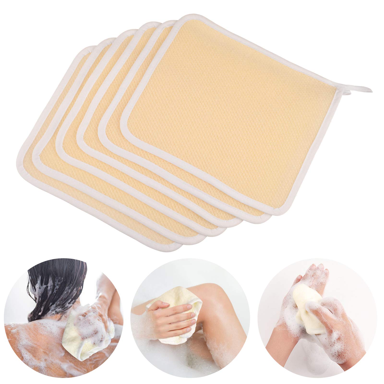 PHOGARY 6 Pack Exfoliating Wash Cloths for Body Scrub and Face Clean, Dual-Sided Exfoliating Wash Towels Bath Washcloths for Men Women Skin Massage Spa - Rough Exfoliating Side and Soft Terry Side