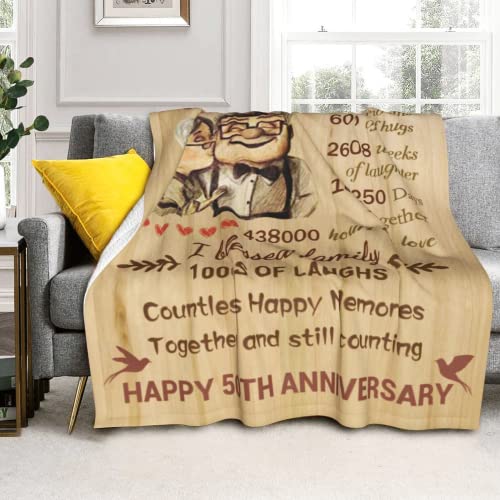 50th Anniversary Throw Blanket for Him Her, Super Soft Flannel Blanket, Comfy Plush Bed Blanket, Warm Gifts for Special One