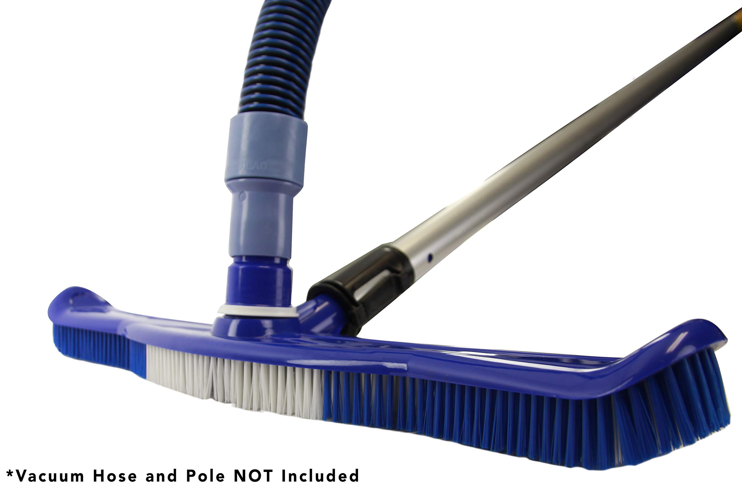 20-Inch Plastic Pool Vacuum Brush | Perfect for Cleaning Your Pool Wall | Compatible with Standard Telescoping Poles | Light Weight with Strong Nylon Bristles