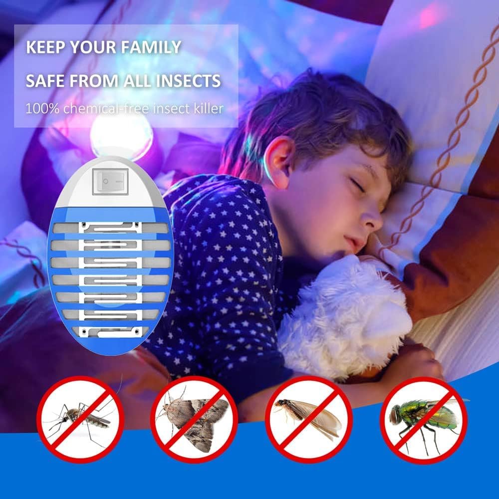 4 Pack Mosquito Trap, Electronic Mosquito Zapper, Plug in Bug Zapper Indoor, Gnat Traps with LED Light, Use for Flying Insect Mosquito