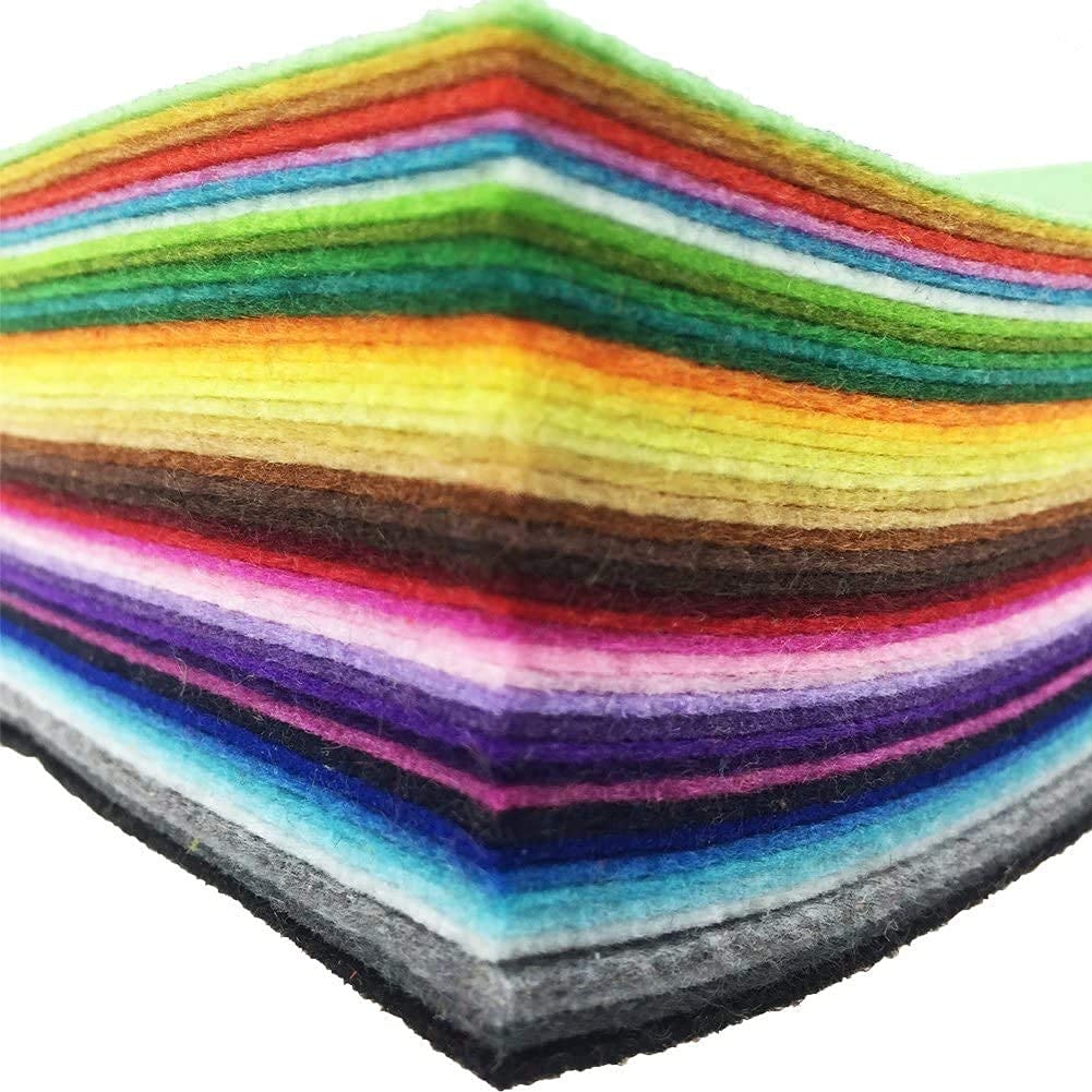 42pcs Felt Fabric Sheet 6"x6" Assorted Color DIY Craft Squares Nonwoven 1mm Thick Fabric Sheet Pack Craft Patchwork Sewing Squares Assorted Colors