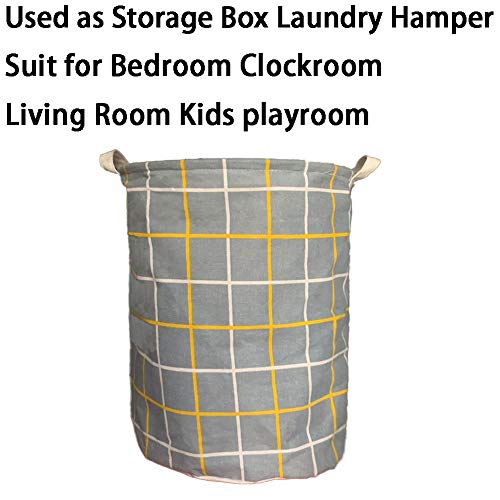JinQiTian 2 Packs Thickened Laundry Hampers with Durable Handles, Drawstring Waterproof Round Cotton Linen, Freestanding Collapsible Storage Laundry Basket for Toy Clothing Collection 17β13β