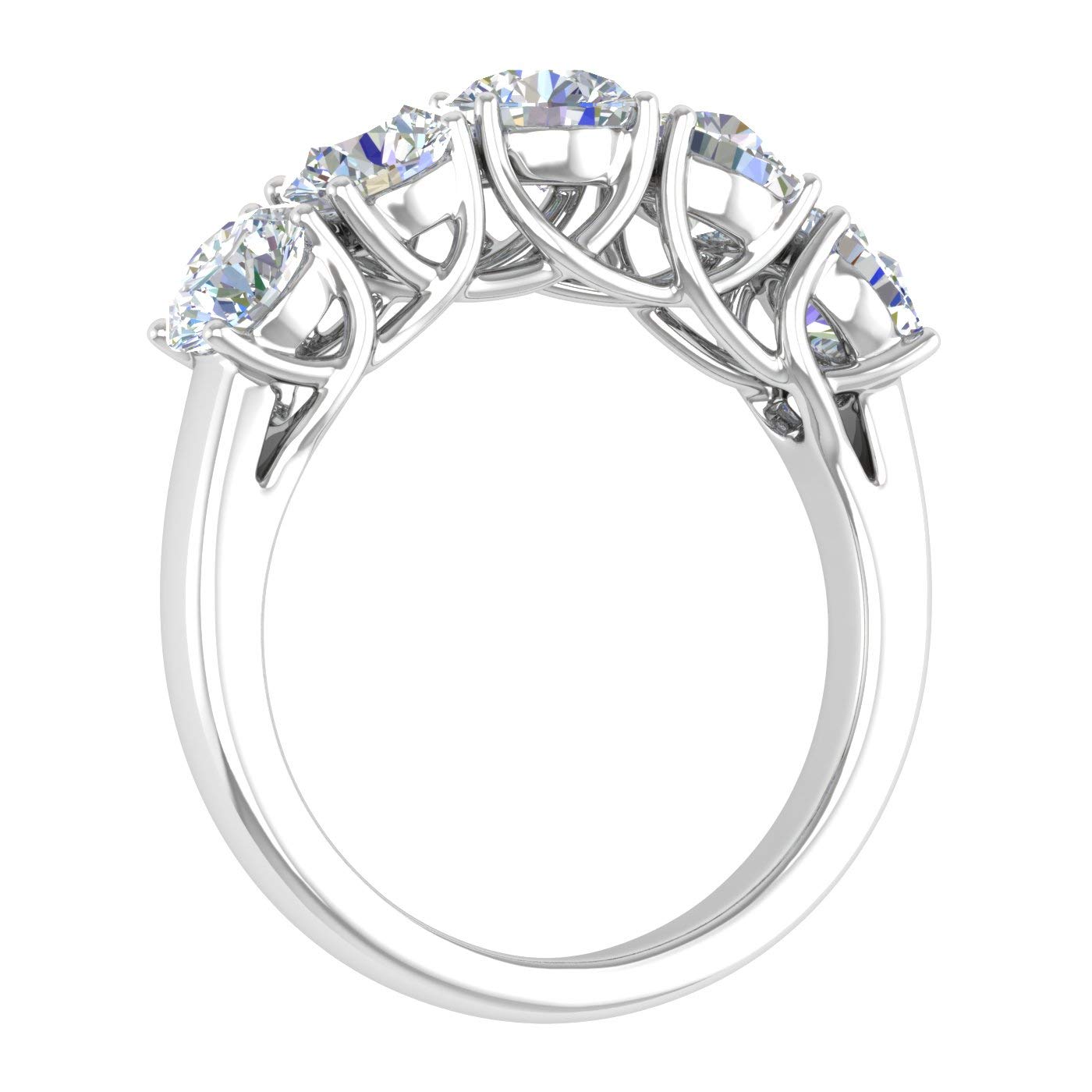 2 Carat 5-Stone Diamond Wedding Band Ring in 10K White Gold (Ring Size 7)