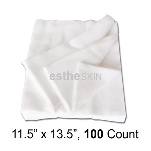 estheSKIN 100% Cotton Pure White Cutting Gauze for Professional Facial Treatment and More, 11.5"x13.5", 100 Count (1 Pack)