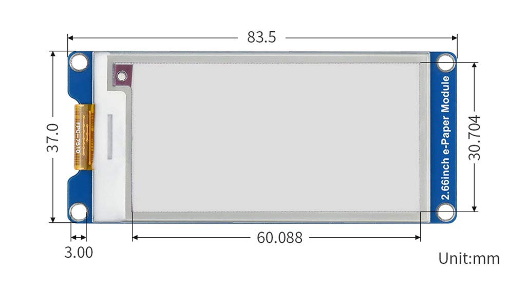 Coolwell Waveshare 2.66inch E-Paper E-Ink Display Module (B) for Raspberry Pi/Jetson Nano, 296×152 Pixels, SPI Interface,Red/Black/White Three-Color