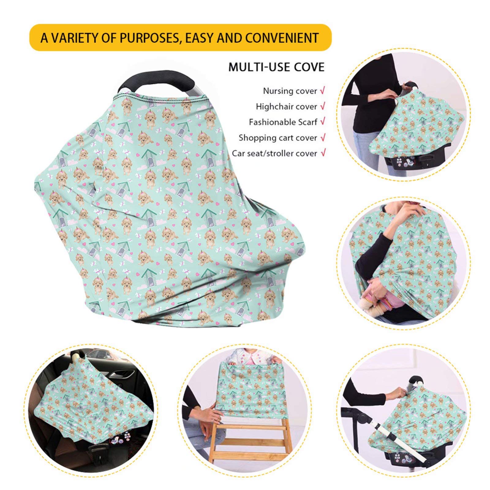 Horeset Cheetah Wild Animal Print Baby Car Seat Canopies for Newborn,Soft Stretchy Nursing Covers for Breastfeeding,Multi-use Cover Stroller Covers