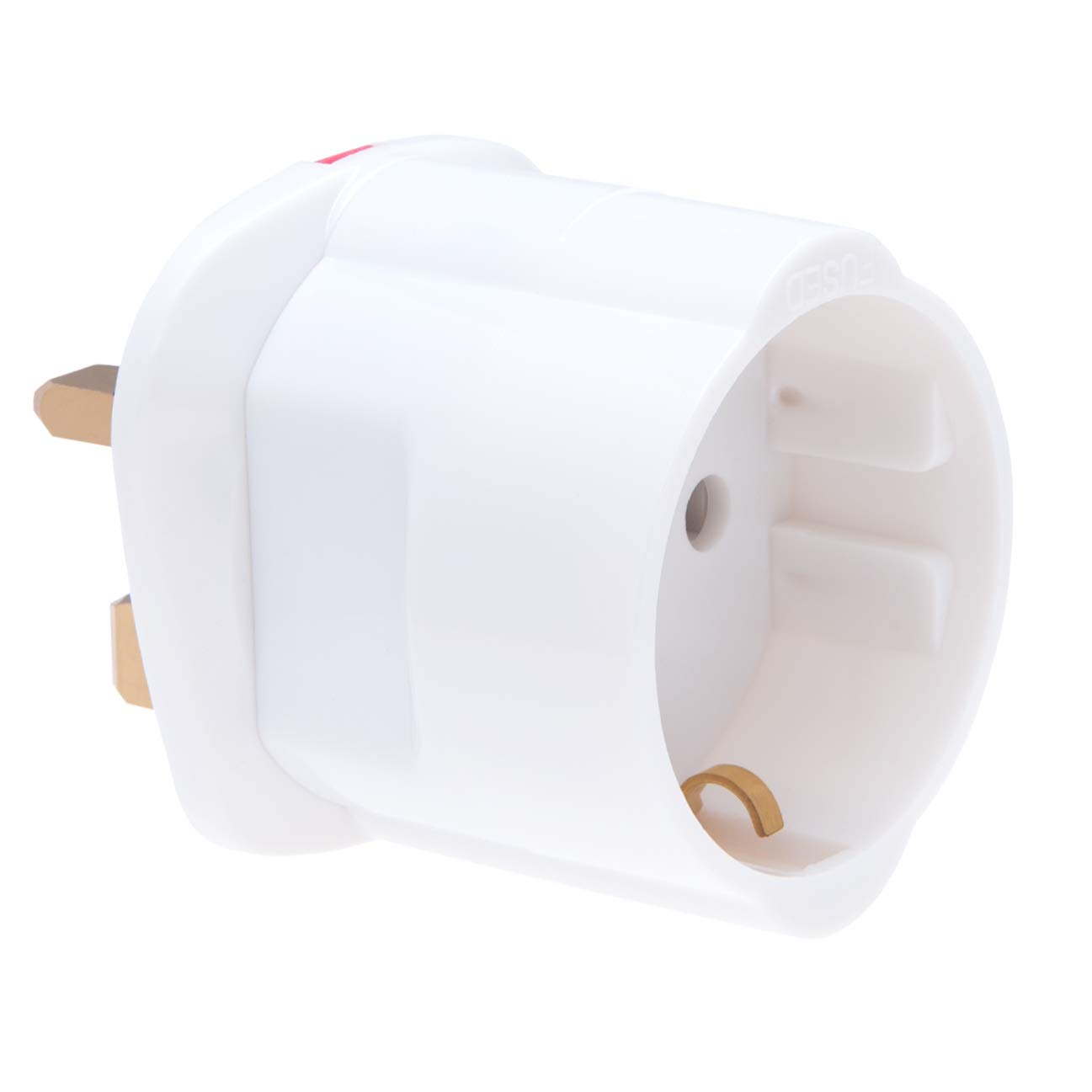EU to UK Adapter Schuko Euro Socket 2 Pin to 13 Amp 3 Pin Plug Type C to Type G | International Universal European Europe Travel Adaptor Adopter | for Mobile Phone Tablet Laptop | 1 x White