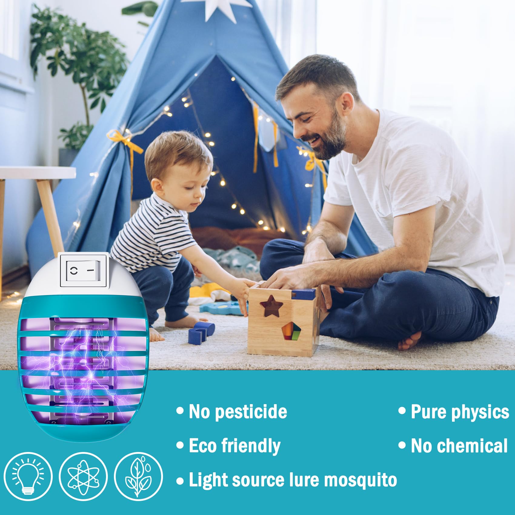 4 Pack Plug in Bug Zapper Indoor Flying Insect Trap, Electronic Mosquito Zapper Gnat Traps with LED Light for Patio, Bedroom, Kitchen, Office