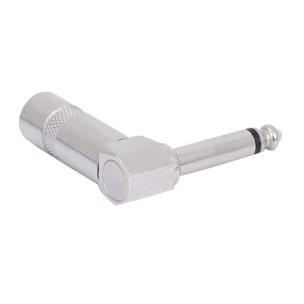 5pcs Right Angle Mono Phone Plug,90 Degree 6.35mm (1/4 Inch) L-Shape Guitar Audio Jack Connector Microphone Cable Terminal