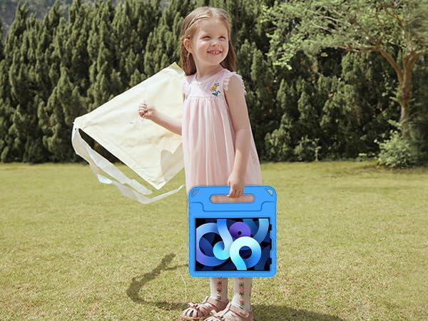 AVAWO Kids Case for iPad Air 6th Generation 2024(M2)/Air 5 2022/Air 4th 2020, iPad Air 10.9 Case & Pro 2nd/3rd Gen- Light Weight Shockproof Handle Stand Case for Kids Child Toddlers Boys, Blue