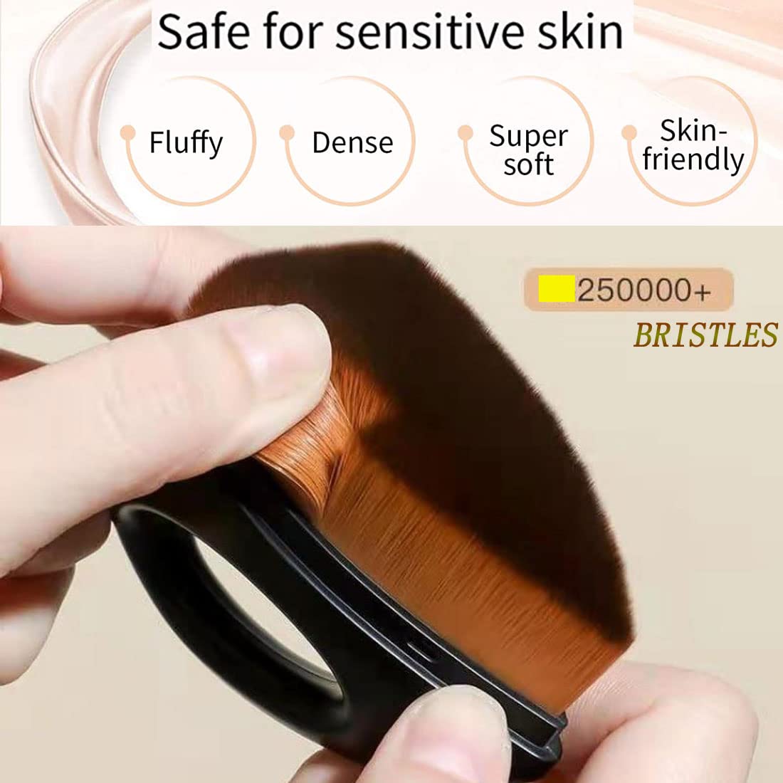 Foundation Makeup Brush,FRX Flat Top Foundation Brush,High Density Seamless Kabuki Face Brush Multifunctional for Blending Liquid, Cream or Flawless Powder Cosmetics (Black)