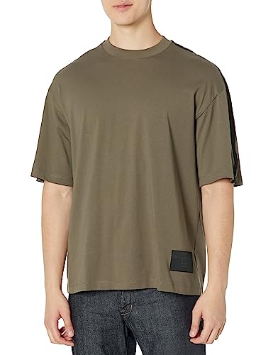 A|X ARMANI EXCHANGE Men's Oversized Logo Shoulder Stripe Tee, Crocodile, L