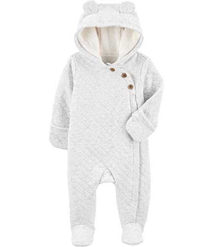 Carter's Baby Quilted Hooded Bunting, Pram, Light Grey, Newborn