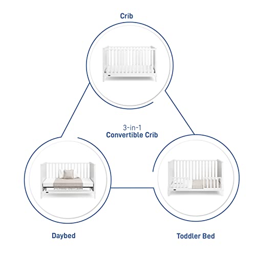 Graco Melbourne 3-in-1 Convertible Crib (White) – Converts from Baby Crib to Toddler Bed and Daybed, Fits Standard Full-Size Crib Mattress, Adjustable Mattress Support Base
