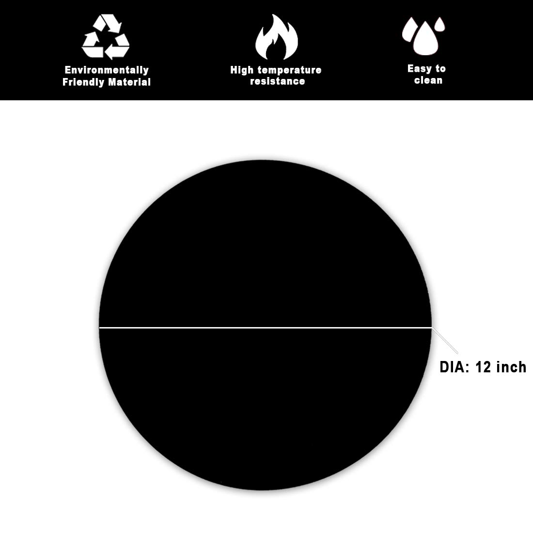 2 Pack Multi-Purpose Silicone Microwave Mat, 12 Inch Non Stick Silicone Baking Mats Oven Mat for Bottom of Oven, Heat Resistant Oven Mat Microwave Trivet Mat (Black)