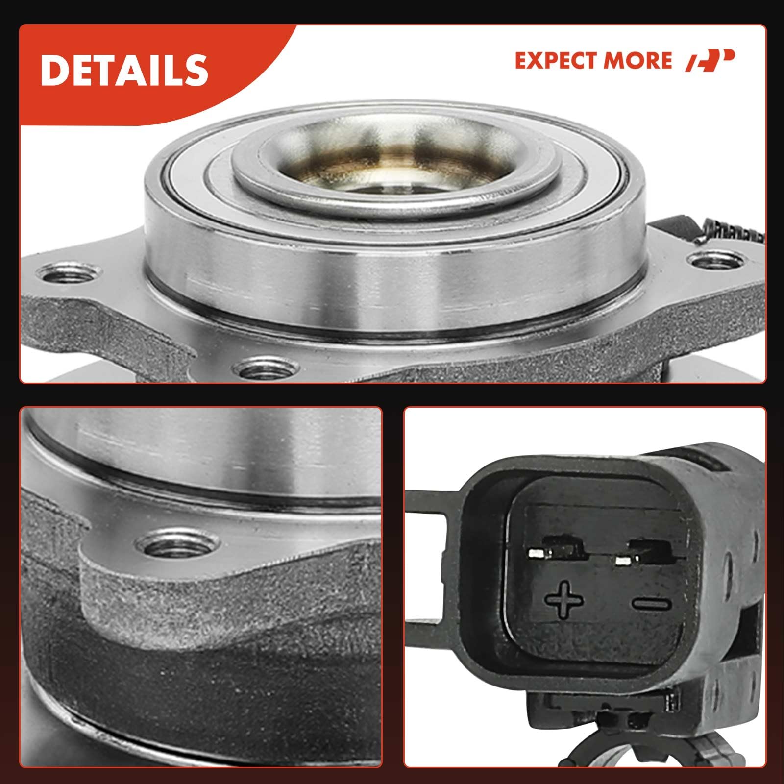 A-Premium 2 x Rear Wheel Bearing and Hub Assembly with ABS & 5-Lug Compatible with Dodge Grand Caravan 2008-2011 & Chrysler Town & Country 2008-2011 & Volkswagen Routan 2009-2011