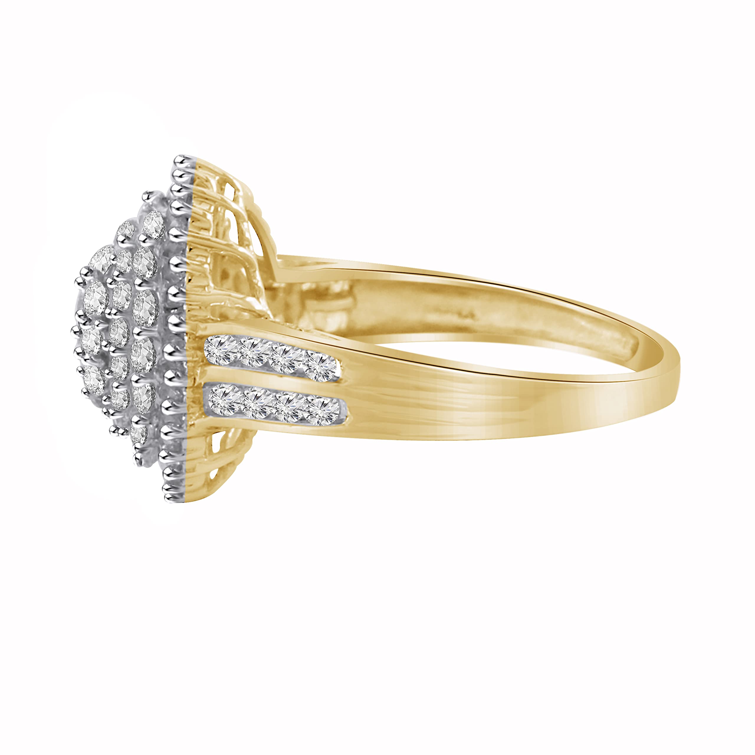 2.40 Ctw Round Cut Diamond 14k Yellow Gold Over Cluster Engagement Ring_US-11
