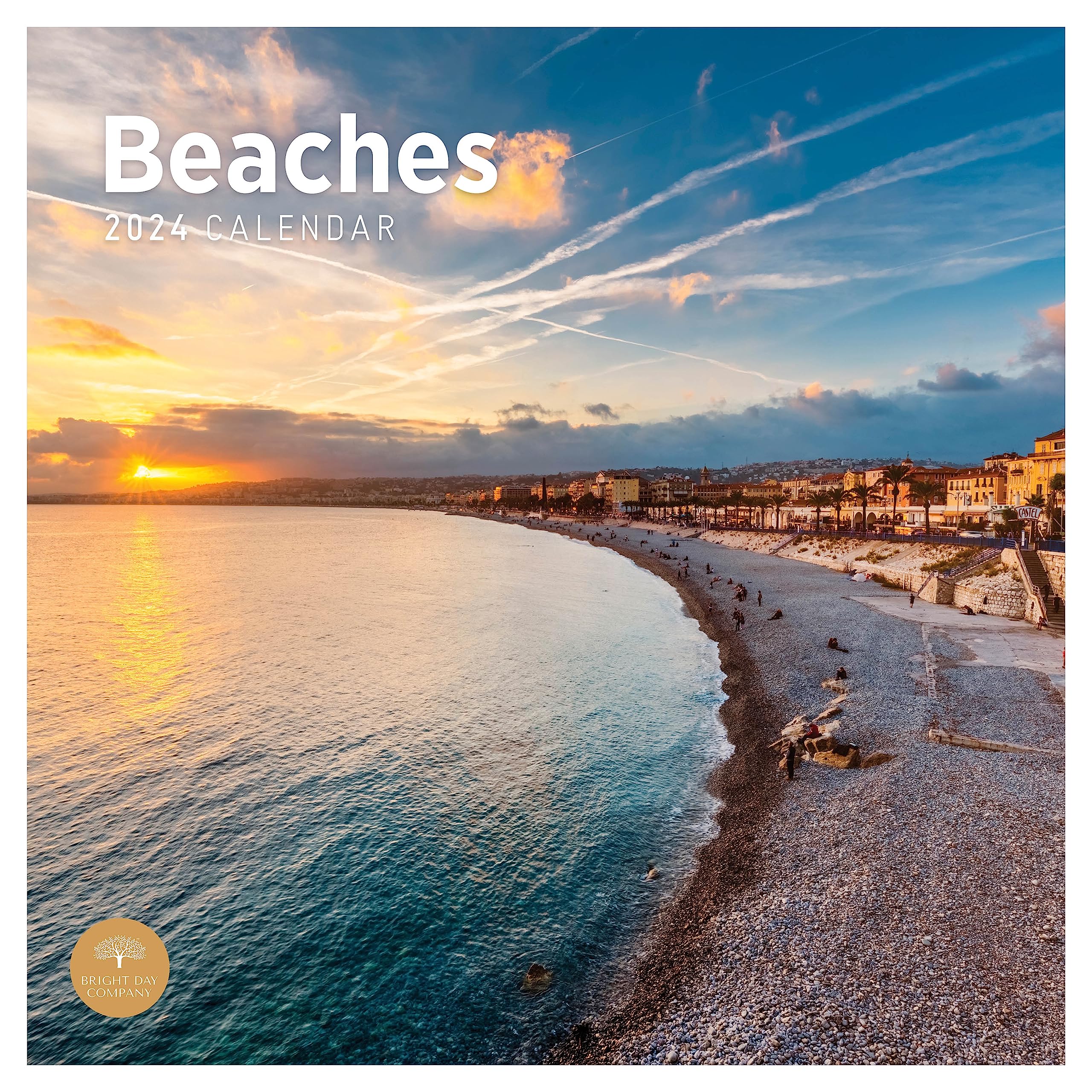 2024 Beaches Monthly Wall Calendar by Bright Day, 12 x 12 Inch Beautiful Landscape Photography Gift