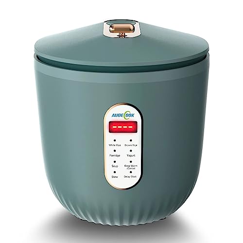 Audecook Mini Rice Cooker, 4 Cups (Uncooked) 2L Portable Small Rice Cooker with Removable Non-Stick Inner Pot, 6 in 1 Smart Control Multifunctional Cooker, Delay Timer & Keep Warm Function (Green)