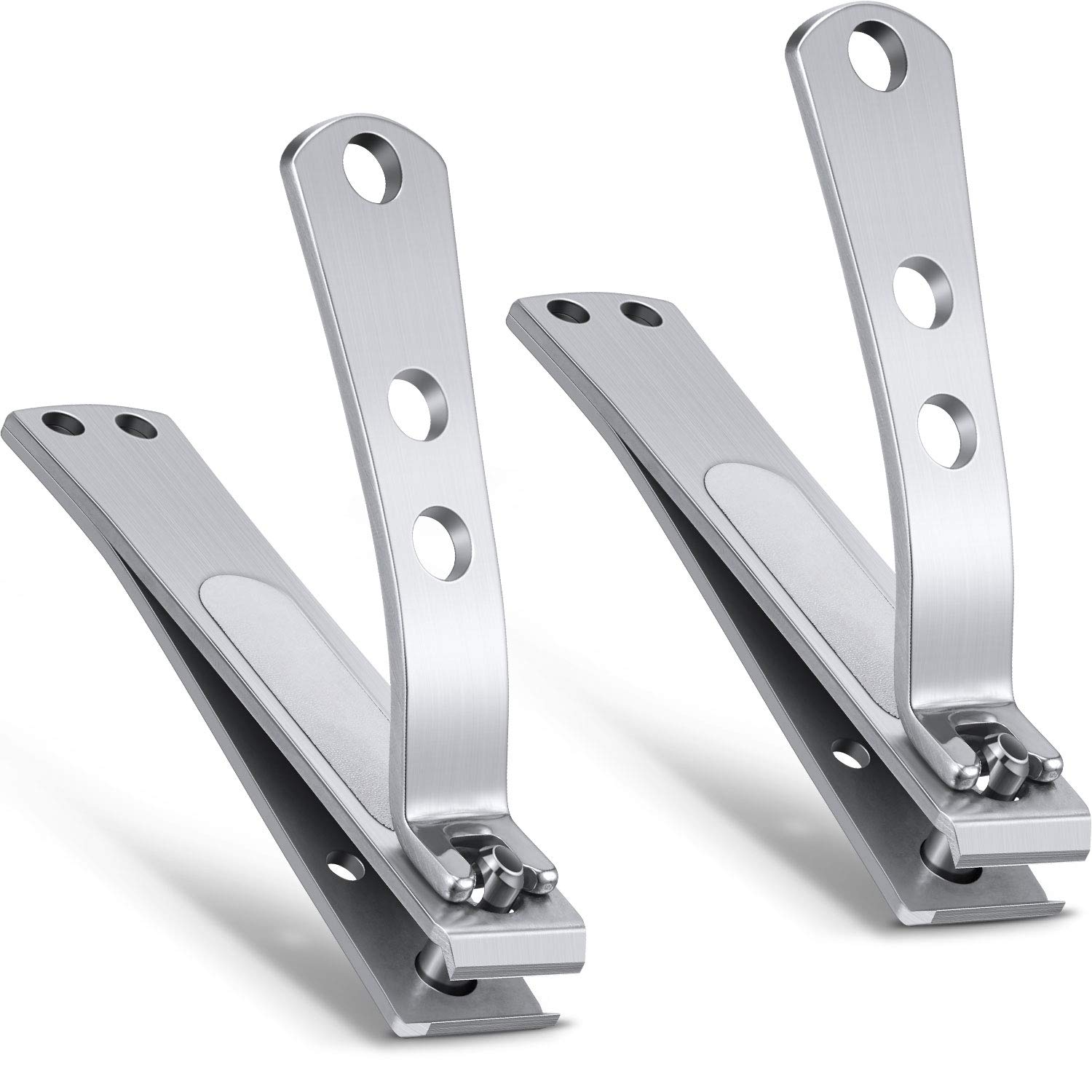 2 Pieces Nail Clipper for Thick Nails, Straight Edge Toenail Clippers, Stainless Steel Nail Cutters, Heavy Duty Large Wide Mouth Fingernail and Toenail Clippers for Men Women