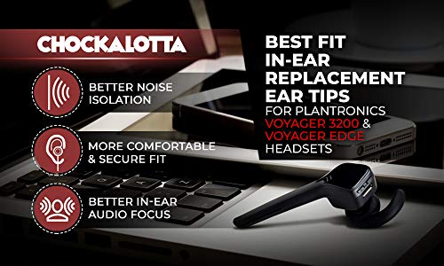 CHOCKALOTTA in-Ear Replacement Ear Tips Upgrade Compatible with Plantronics Poly Voyager 3200 / Edge (Fits Plantronics Explorer / Marque / Discovery / M Series Headsets) (Right Ear, Medium - 3pcs)