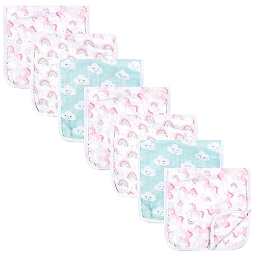 Luvable Friends Unisex Baby Muslin Burp Cloth 7pk, Rainbow, One Size