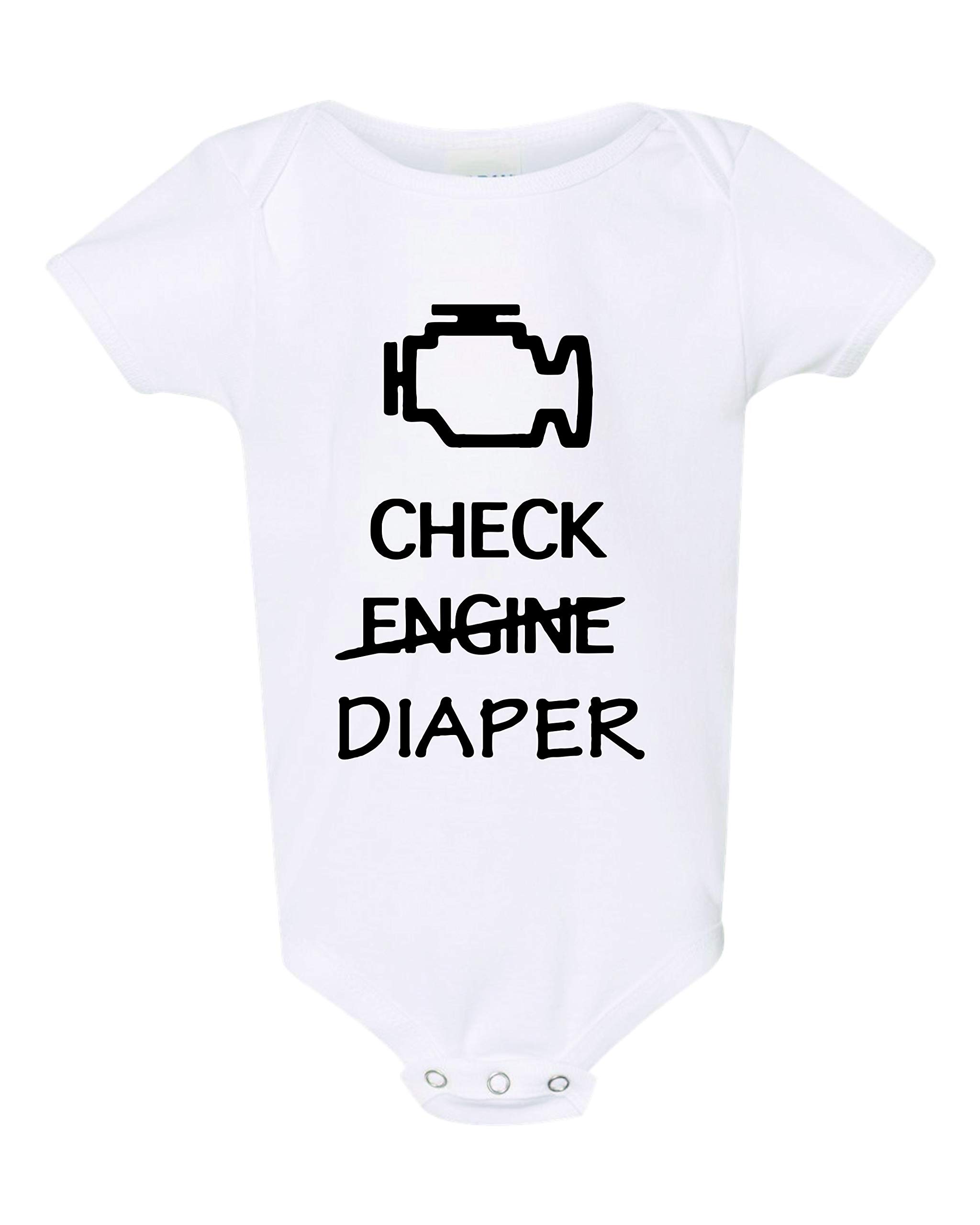 Check Diaper Funny Check Engine Car Baby Bodysuit Breastfeeding Baby shirt Funny Baby Clothes Funny Unisex Baby (6 MONTHS)