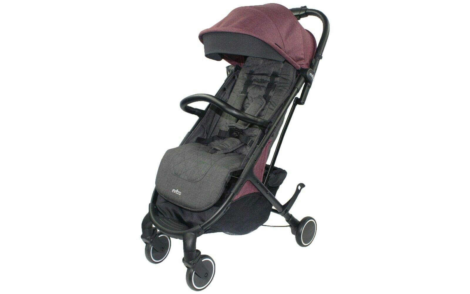 Evezo Channy Lightweight Roll 'N' Go Folding Travel Stroller- Gray (Dusty Rose)