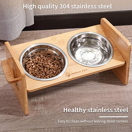 BINGBING Raised Pet Bowl for Cats and Small Dogs, Adjustable Elevated Dog Cat Food and Water Bowl Stand Feeder with Extra Stainless Steel Bowls (Small to Medium with 4 Bowls)
