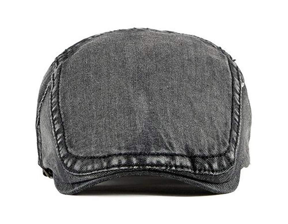 2 Pack Mens Denim Cotton Newsboy Cap Ivy Gatsby Driving Hunting Cabbie Hats (2 Pack-C)