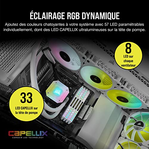Corsair iCUE H150i Elite Capellix Liquid CPU Cooler - White