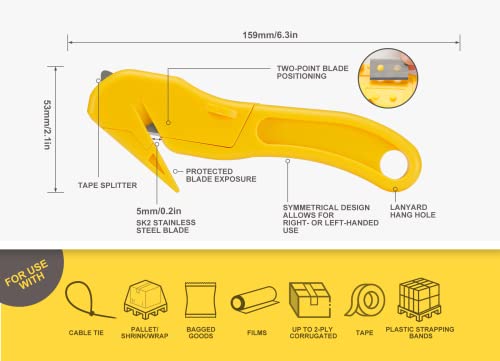2 pack of Dual Blade Universal Package Opener,Safety Box Cutter Knife-Including Extra 10 Pieces Fast Change Blade, Cutting Blade, Box, Tape, Strap, Carton, Package, Envelope and Letter Opener