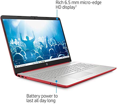 HP 2023 15.6" HD Laptop Computer Intel Dual-Core Pentium Gold 6405U 8GB DDR4 128GB SSD Intel UHD Graphics HD Webcam Bluetooth RJ-45 USB-C HDMI Windows 10 Scarlet Red w/RE 32GB USB