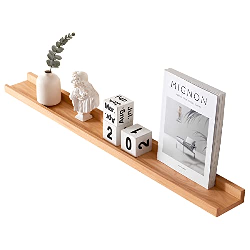HOMWOO 36 Inch Floating Shelf Long Wall Shelf, Wall Mounted Natural Wood Picture Ledge Shelf for Living Room,Bedroom,Bathroom & Kitchen