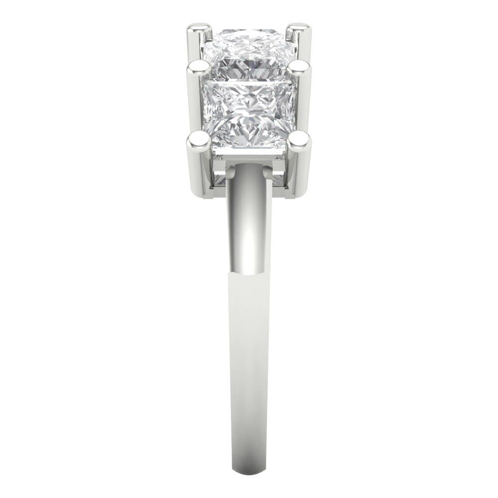 2.5 Carat Princess Cut Zircon 14k White Gold Eternity Designer Art Deco Everlasting Danity Statement Ring Band Sz 6.5