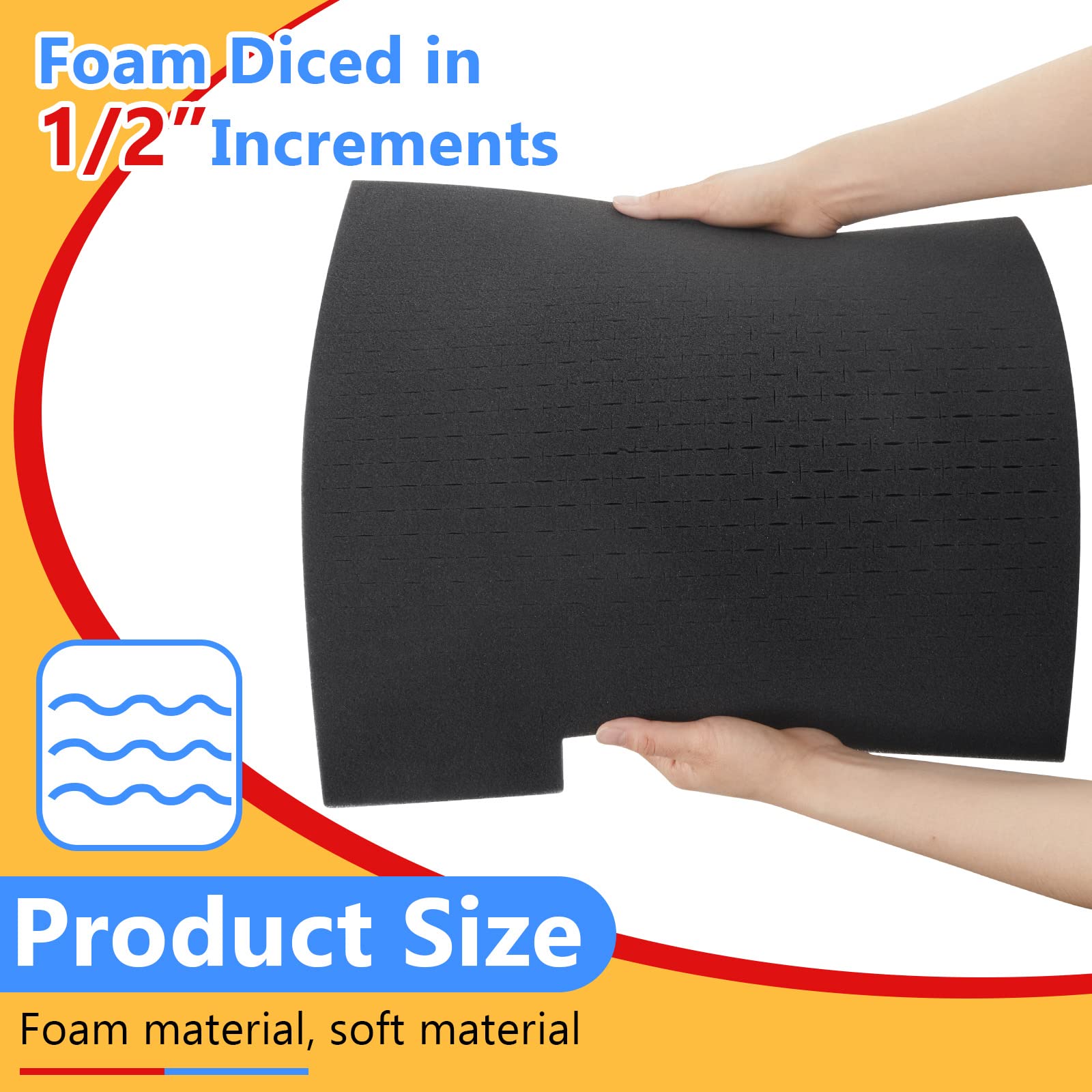 2 Pieces Replacement Layered Diced Foam Rackwork Drawer Foam Microphone Foam Insert for 1U, 2U Cabinet Stage Studio, 19 Inch