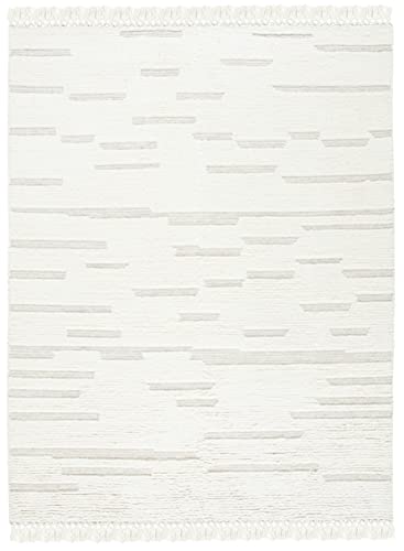 Safavieh Casablanca Shag Collection 8' x 10' Ivory CSB454A Handmade Moroccan Tassel Wool Area Rug