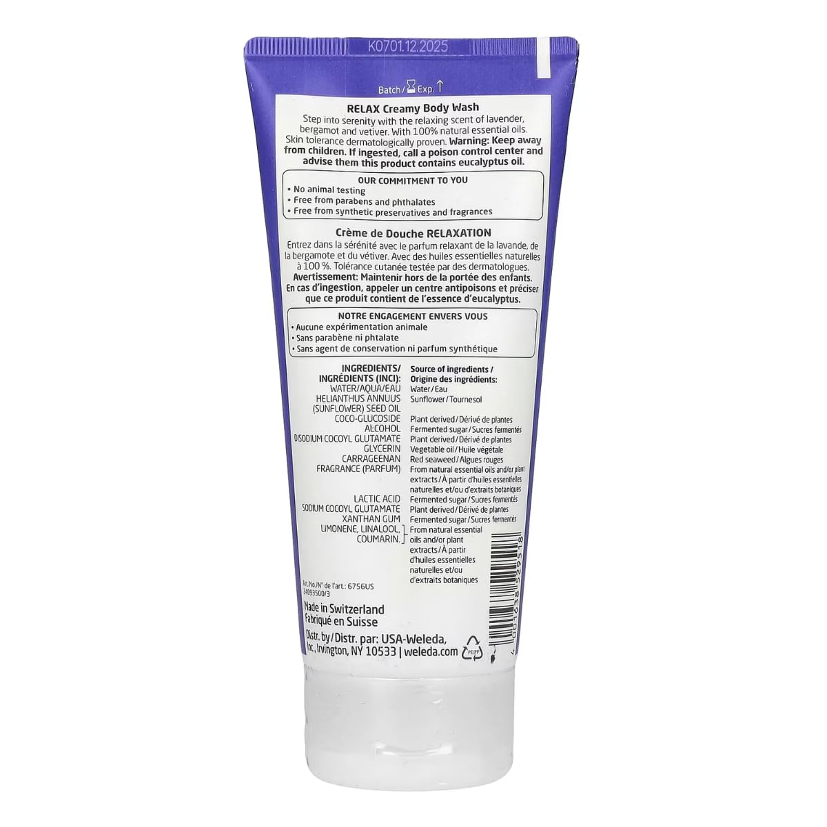 Weleda Aroma Essentials Relax Creamy Body Wash, Parabens Free, 6.8 Fluid Ounce (Pack of 1)