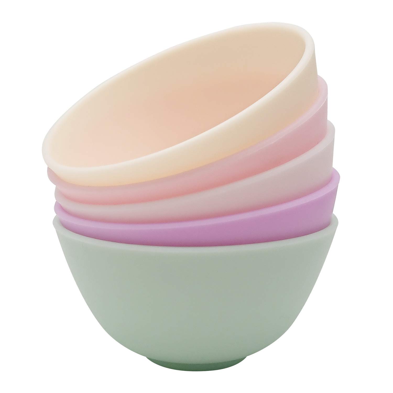 Hulless 3.3 Inch Silicone Facial Mask Mixing Bowl for Facial Mask, Mud Mask and Other Skincare Products Medium Multi colored 5 Pcs.