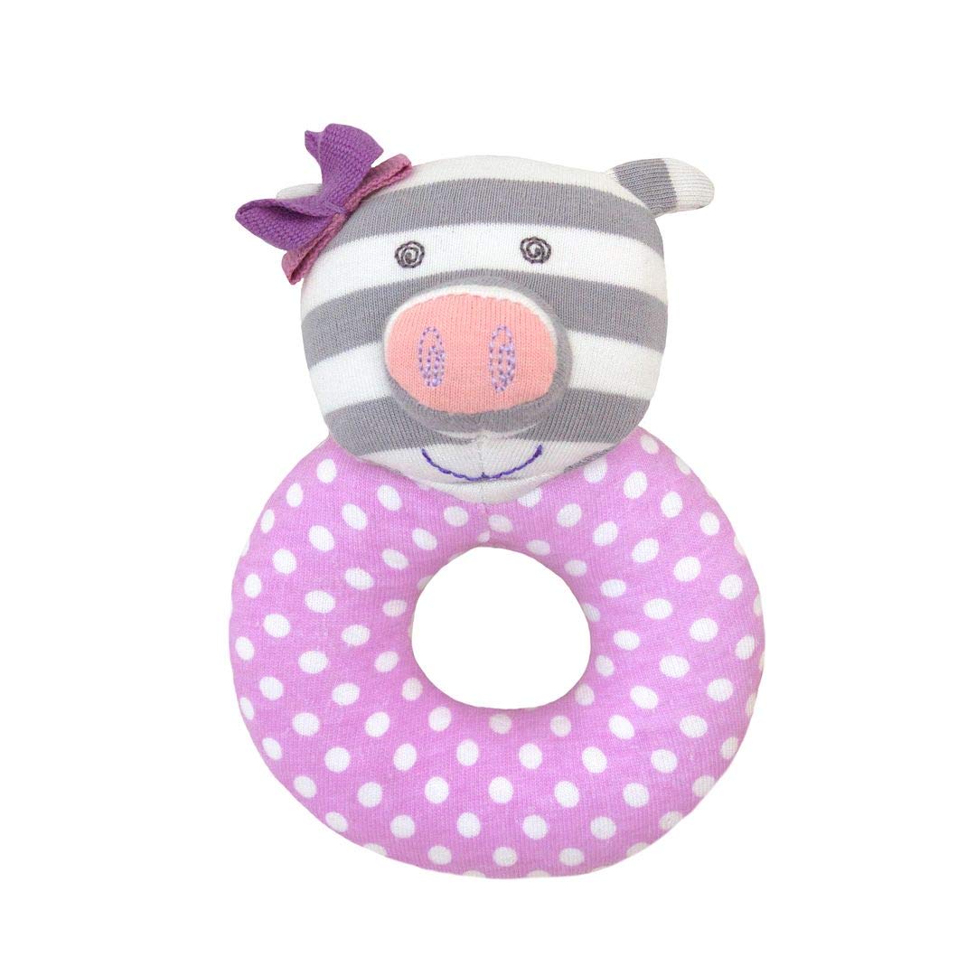 Apple Park Organic Farm Buddies - Belle the Cow Teething Rattle, Baby Toy for Infants - Hypoallergenic, 100% Organic Cotton