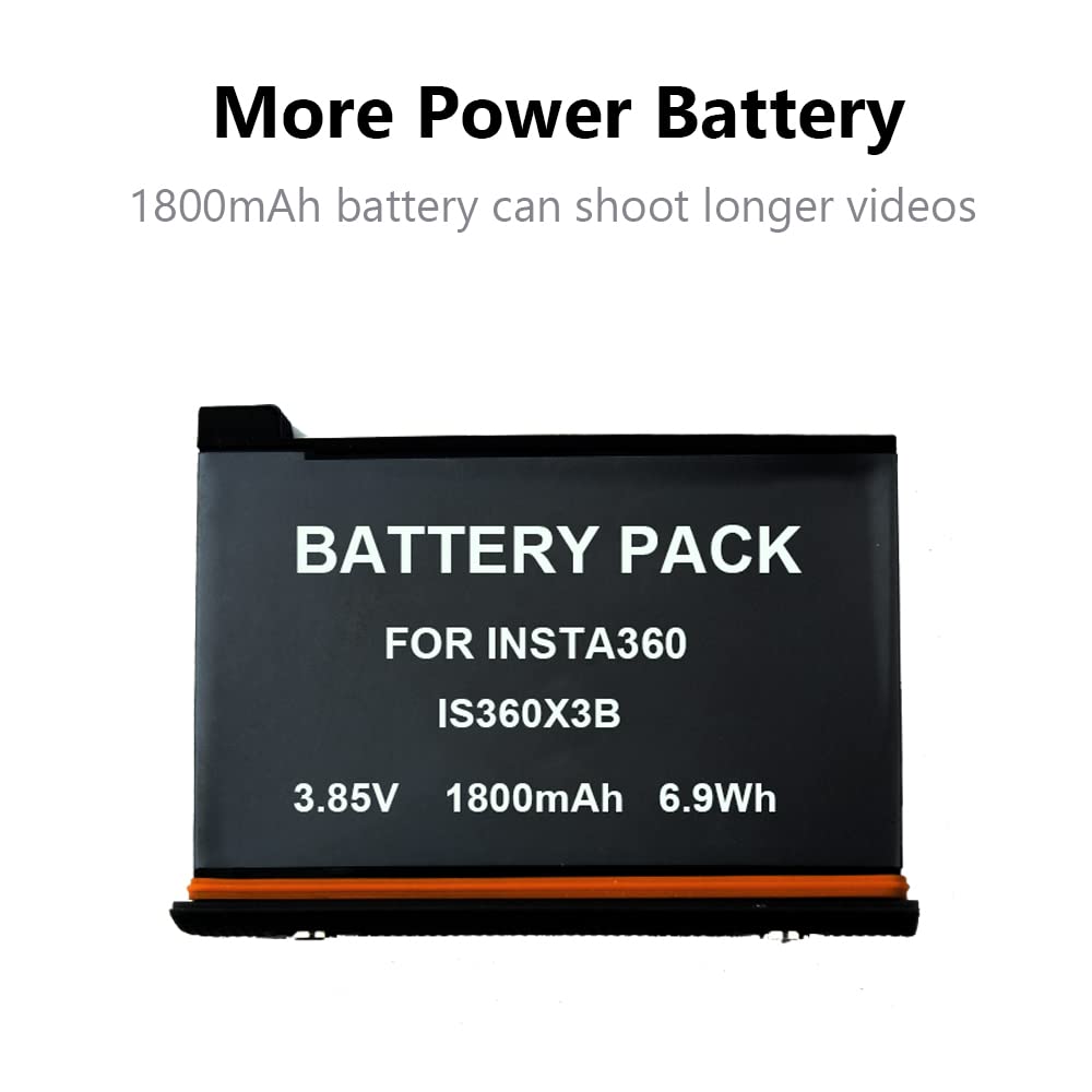 2-Pack Battery for Insta 360 X3 Camera and Charge Hub for Insta 360 X3 360 Camera 1800mAh Insta360 x3 Battery