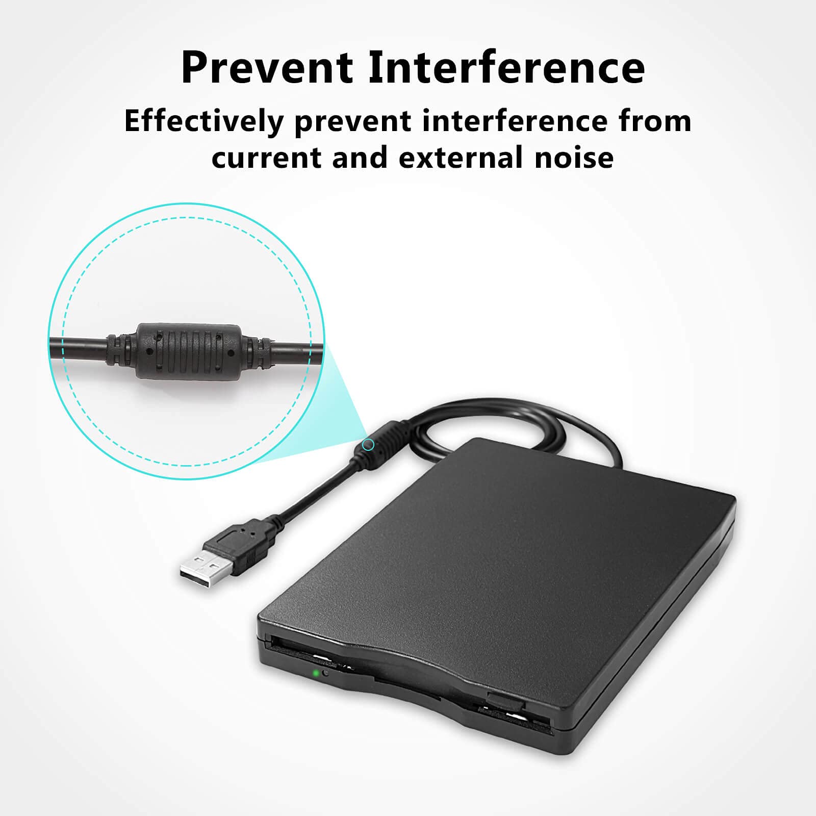 HANNORD USB External Floppy Disk Drive, 3.5-inch Portable 1.44MB FDD Diskette Drive, Plug and Play Floppy Disk Reader Adapter for Laptop Desktop Computer Windows 2000/XP/Vista/7/8