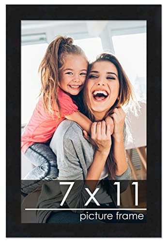 7x11 Contemporary Black Wood Picture Frame - UV Acrylic, Foam Board Backing, & Hanging Hardware Included!