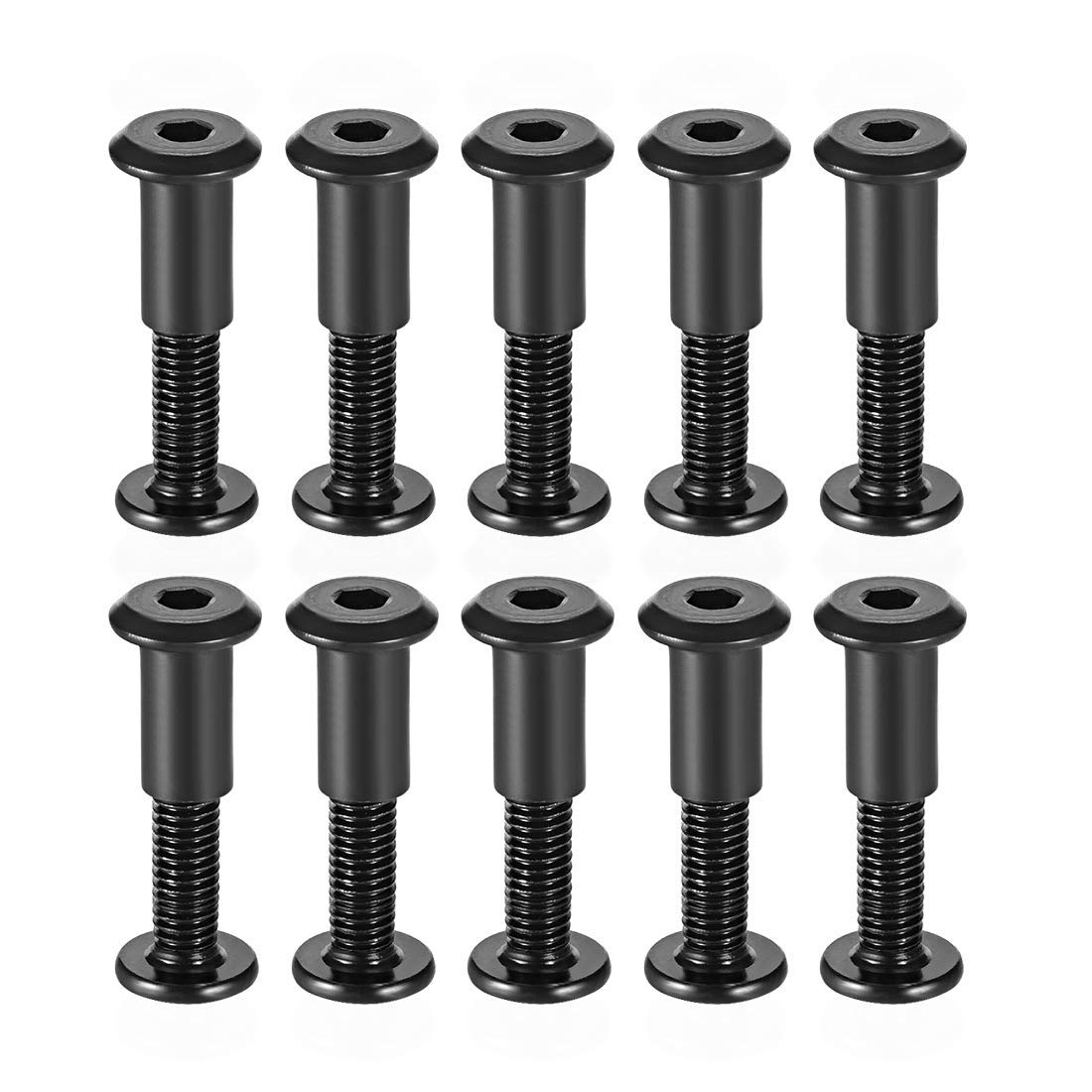 Awclub Screw Post Fit for 5/16"(8mm) Hole Dia, Male M6x50mm Belt Buckle Binding Bolts Leather Fastener Carbon Steel Black 10 Sets