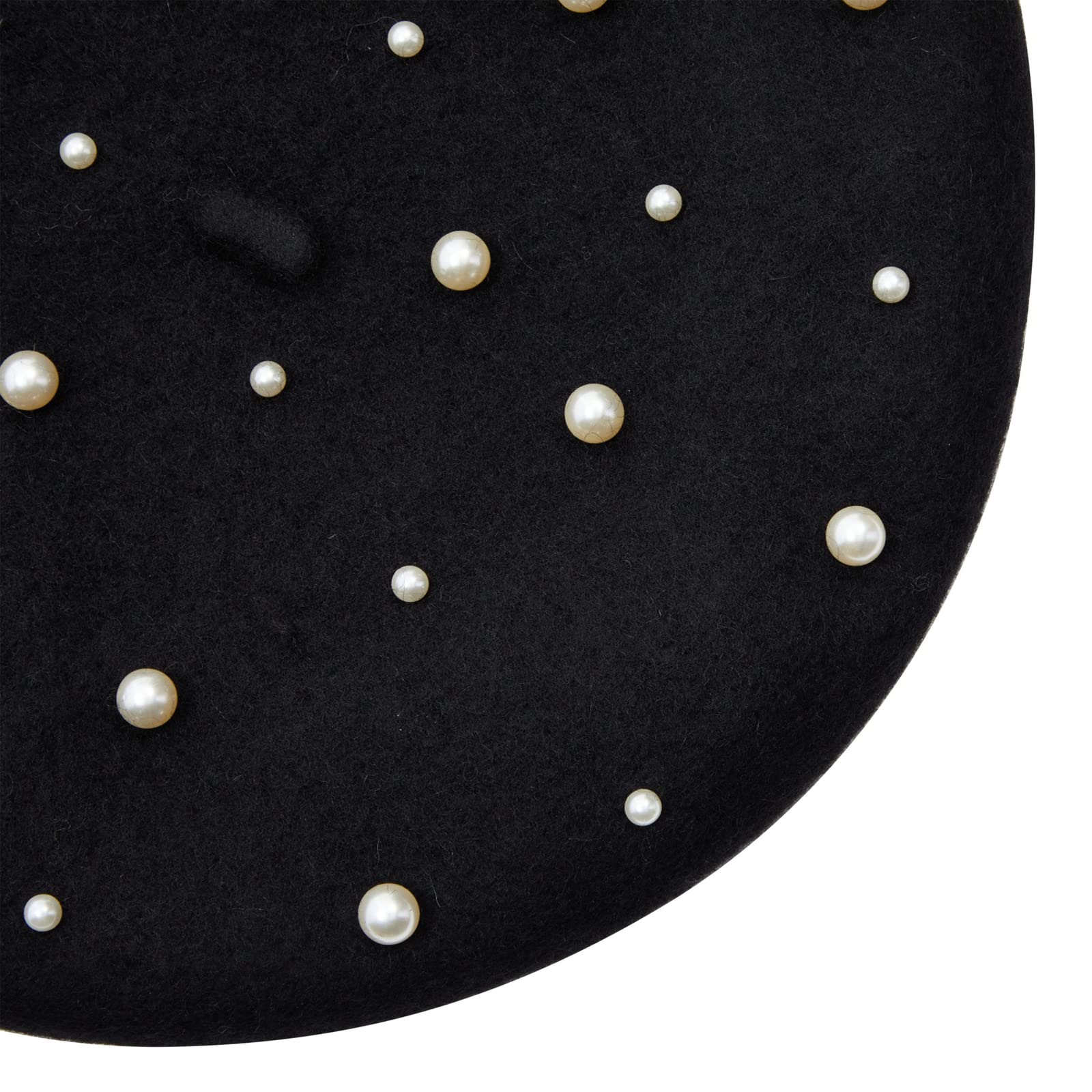 2 Pack Pearl Beret Hats for Women, Black and Pink Wool (11 Inches)