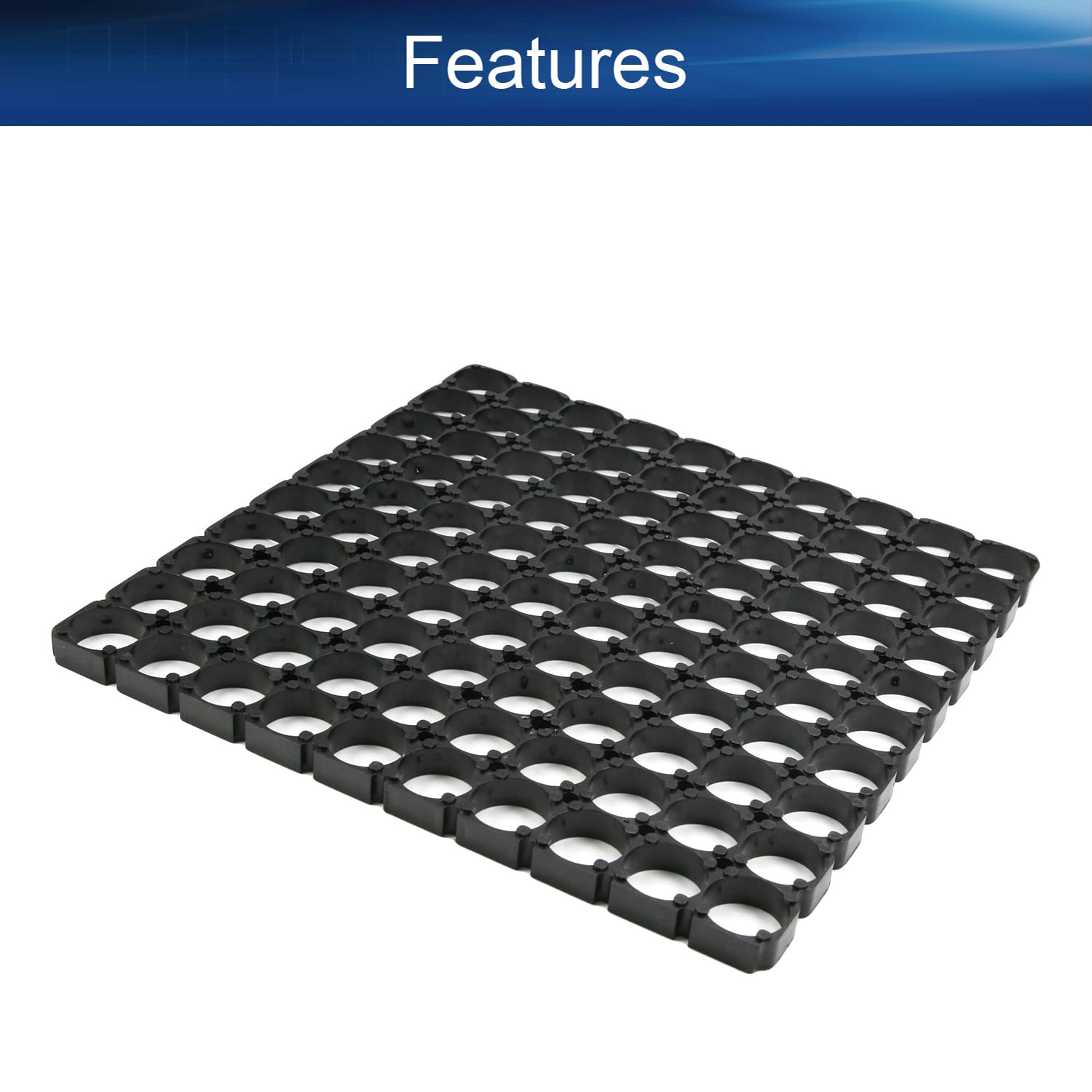 Heyiarbeit 2Pcs 10x10 Tandem 18650 Lithium Battery Holder Cell Spacer Bracket for DIY Battery Pack Hole Dia 18.5mm/0.73"
