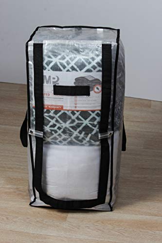 Earthwise Clear Storage Bags Heavy Duty Extra Large Transparent Moving Totes w/Zipper Closure Reusable Backpack Carrying Handles - Compatible with IKEA Frakta Hand Carts (4 Pack) (29 X 13.5 X 12)