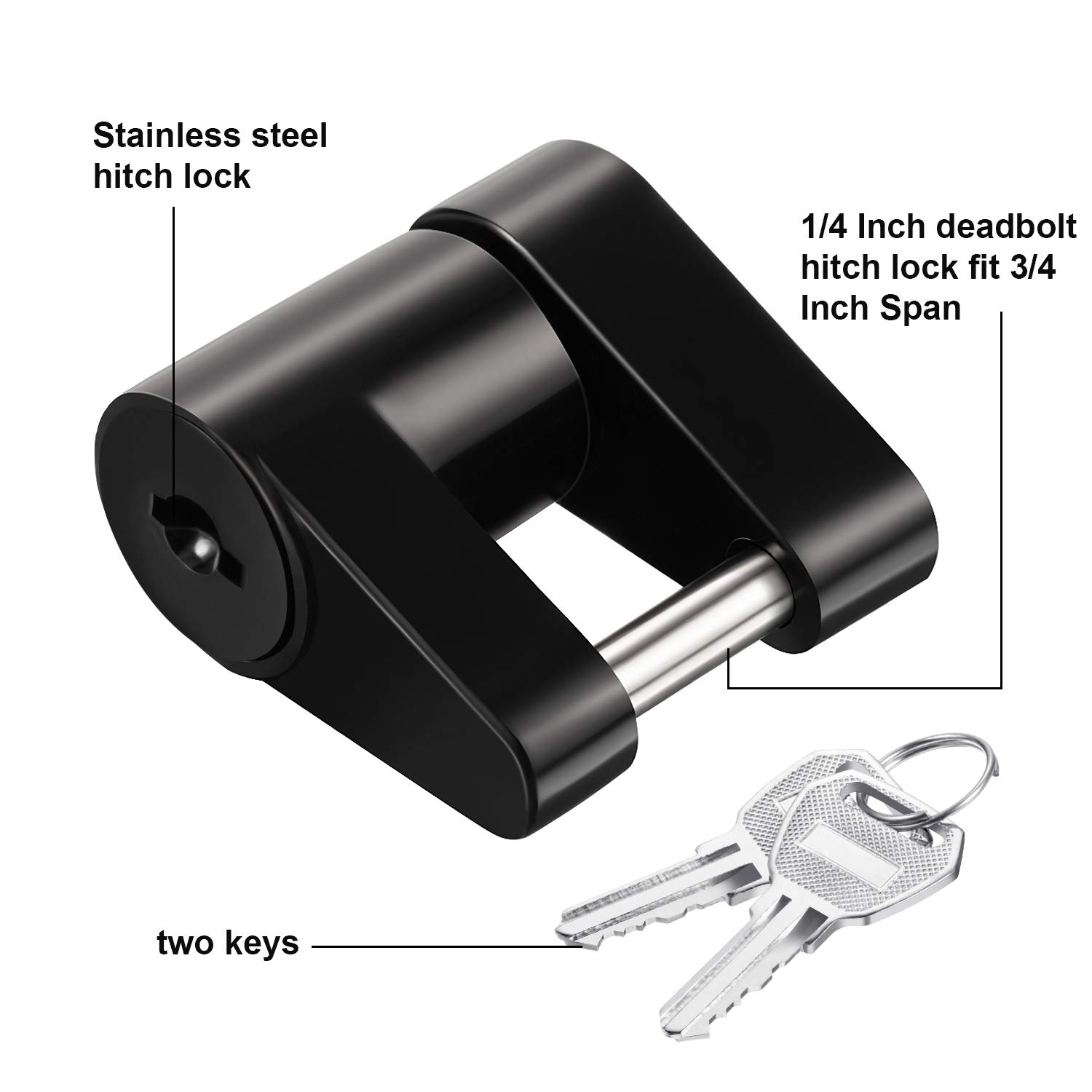 2 Pieces Trailer Hitch Coupler Lock Trailer Coupler Padlock 1/4 Inch Hitch Pin 3/4 Coupler Span for SUV Truck Trailer RV Trucks Boat