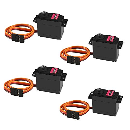 4Pcs MG996R Servo Motor Metal Gear Torque Digital Servo Motor with Arm Horn Compatible with Smart Car Robot Boat RC Airplane Model Helicopter AVR Toys Drone (Control Angle 180)
